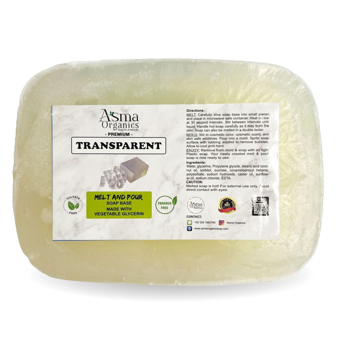 TRANSPARENT NON ALCOHOLIC Melt and Pour Soap Base | COCONUT BASED ...